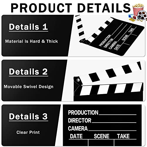 Movie Film Clap Board Halloween Party Props 7 x 8 Inch Cardboard Movie Clapboard Movie Directors Clapper Writable Cut Action Scene Board Movie Night Centerpiece for Movies Films Photo Props (20 Pcs)