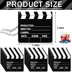 Movie Film Clap Board Halloween Party Props 7 x 8 Inch Cardboard Movie Clapboard Movie Directors Clapper Writable Cut Action Scene Board Movie Night Centerpiece for Movies Films Photo Props (20 Pcs)