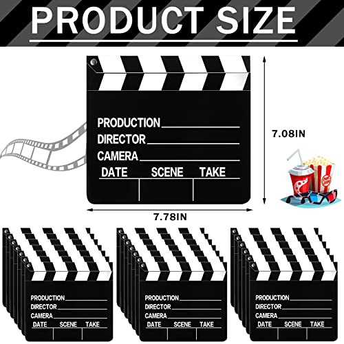 Movie Film Clap Board Halloween Party Props 7 x 8 Inch Cardboard Movie Clapboard Movie Directors Clapper Writable Cut Action Scene Board Movie Night Centerpiece for Movies Films Photo Props (20 Pcs)