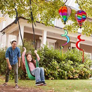 5 Pcs Hot Air Balloon Wind Spinners Rainbow Spinner Wind Chime Garden Windmill Spinner Kinetic Hanging Decor for Lawn Yard (Strip Style)