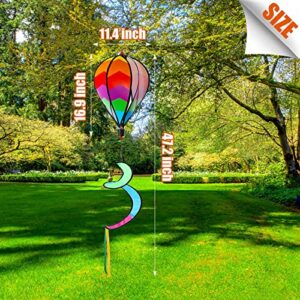 5 Pcs Hot Air Balloon Wind Spinners Rainbow Spinner Wind Chime Garden Windmill Spinner Kinetic Hanging Decor for Lawn Yard (Strip Style)