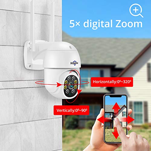 Hiseeu 5MP 360° Pan Tilt Camera WiFi Security Camera Outdoor Motion Tracking Floodlights Light Alarm,Color Night Vision,PC&Mobile Remote View,Two-Way Audio Security Camera