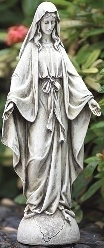 Joseph's Studio by Roman Inc, Our Lady of Grace, Garden Collection, Religious Statue, Holy Family, Memorial, Angel, Patron Saint, Garden Décor (14x5x3)