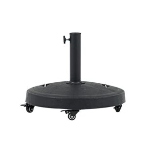 verano garden patio umbrella base 52lbs, heavy duty umbrella stand with wheels for outdoor 1.5”~1.89” market umbrella, weighted base for patio deck porch poolside (black with handle)