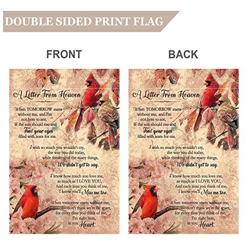 Snycler Cardinalis Garden Flag, A Letter from Heaven, Northern Cardinal Daily Life in Memory Commemorate Yard Flag 12 x 18 Inch Vertical Double Sided Outdoor Decoration