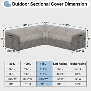 OutdoorLines Waterproof Outdoor Patio Sectional Cover - UV Resistant & Windproof V-Shaped Patio Furniture Covers for Deck, Lawn and Backyard, 420D Heavy Duty Couch Cover 118" L (on Each Side) Gray