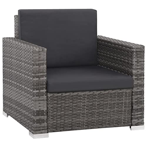 vidaXL 12 Piece Garden Lounge Set with Cushions Poly Rattan Gray