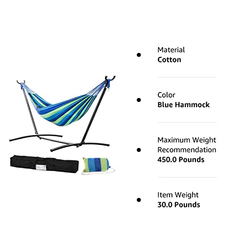 Vnewone Hammock with Stand 2 Person Heavy Duty Portable Hammock Stand with 9 FT Space Saving Steel Stand Portable Carrying Case Weather-Resistant Finish for Outdoor or Indoor Patio Backyard Garden