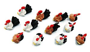 mixed 2 colour lot of 12 miniature animal chicken outdoor patio decor fairy garden supplies animal figurine furniture dollhouse