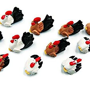 Mixed 2 Colour Lot of 12 Miniature Animal Chicken Outdoor Patio Decor Fairy Garden Supplies Animal Figurine Furniture Dollhouse