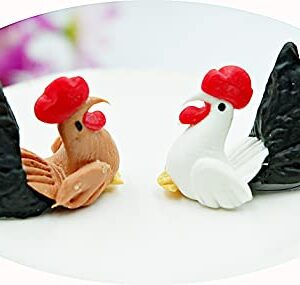 Mixed 2 Colour Lot of 12 Miniature Animal Chicken Outdoor Patio Decor Fairy Garden Supplies Animal Figurine Furniture Dollhouse