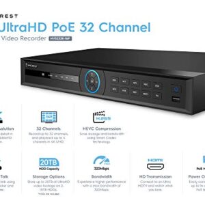 Amcrest 5Series 4K 32 Channel 16 Ports PoE NVR (Record 32CH 4K @30fps View/Playback 4CH 4K@30fps) Network Video Recorder (Hard Drive Not Included) NV5232E-16P