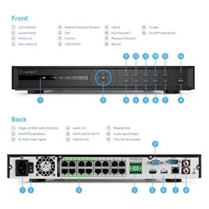 Amcrest 5Series 4K 32 Channel 16 Ports PoE NVR (Record 32CH 4K @30fps View/Playback 4CH 4K@30fps) Network Video Recorder (Hard Drive Not Included) NV5232E-16P