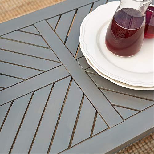 Walker Edison Outdoor Patio Wood Chevron Rectangle Coffee Table All Weather Backyard Conversation Garden Poolside Balcony, 42 Inch, Grey