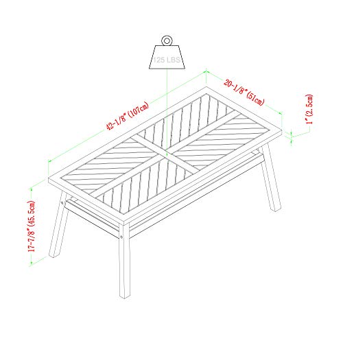 Walker Edison Outdoor Patio Wood Chevron Rectangle Coffee Table All Weather Backyard Conversation Garden Poolside Balcony, 42 Inch, Grey