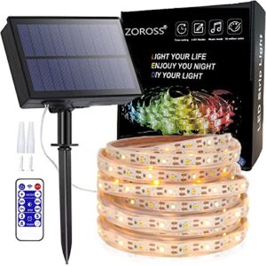 outdoor solar lights 16.6ft ip67 waterproof, 4400mah high capacity garden flexible light bar 8 modes / lighting for outdoor garden valentine’s day decoration (warm white