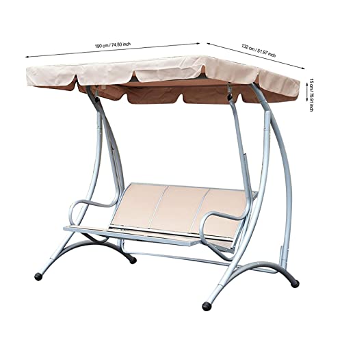 Allsor Swing Canopy Replacement, Swing Replacement Top Cover Rainproof Patio Top Cover Waterproof Replacement Canopy for Patio Yard Seat for Seat Furniture(Beige)