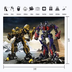 Transformers Birthday Party Backdrop Decoration 7x5ft Egypt and Ice Mountain Photo Background for Kids Vinyl Photo Backgrounds Prop