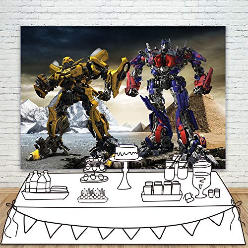 Transformers Birthday Party Backdrop Decoration 7x5ft Egypt and Ice Mountain Photo Background for Kids Vinyl Photo Backgrounds Prop