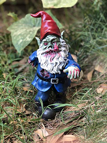 FICITI Zombie Gnome Evil Gnome Scary Gnome Walking Dead Gnome Gnombia Garden Statue, Halloween Decoration - 10 inches