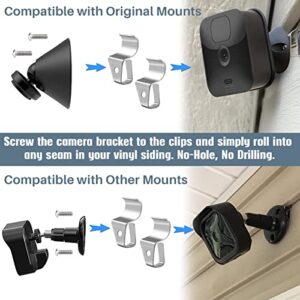 Vinyl Siding Clips, 20-Pack No-Hole Needed Outdoor Camera Mount Vinyl Siding Clips Hooks for Blink, Arlo, Ring, No-Damage, No Drilling, Weatherproof 304 Stainless Steel Home Siding Hanger