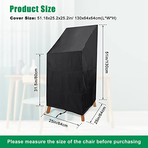 AngleKai Outdoor Chair Cover Waterproof, High Back Stackable Patio Chair Cover for Outdoor Furniture Cover, Heavy Duty Lawn Chair Cover for Protecting Garden Chair Cover(51x25x25in)