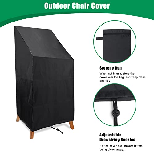 AngleKai Outdoor Chair Cover Waterproof, High Back Stackable Patio Chair Cover for Outdoor Furniture Cover, Heavy Duty Lawn Chair Cover for Protecting Garden Chair Cover(51x25x25in)