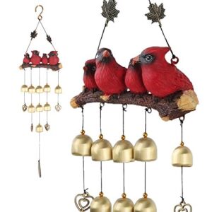 gardenvy cardinal bird wind chime, red bird bell wind chimes outdoor decorations, garden backyard church hanging decor, red