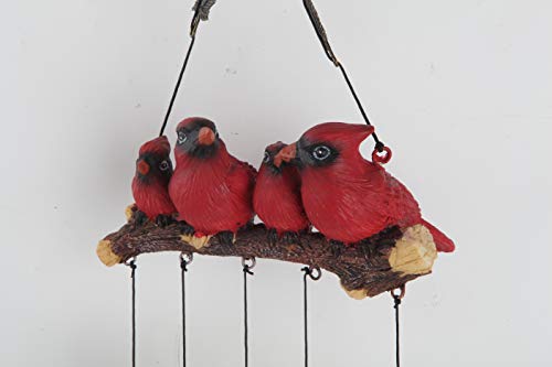 Gardenvy Cardinal Bird Wind Chime, Red Bird Bell Wind Chimes Outdoor Decorations, Garden Backyard Church Hanging Decor, Red