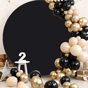 Outpain 7.2FT Black Round Backdrop Cover Wrinkle Resistant Black Circle Background Round Photography Backdrop for Wedding, Birthday, Baby Shower Decorations