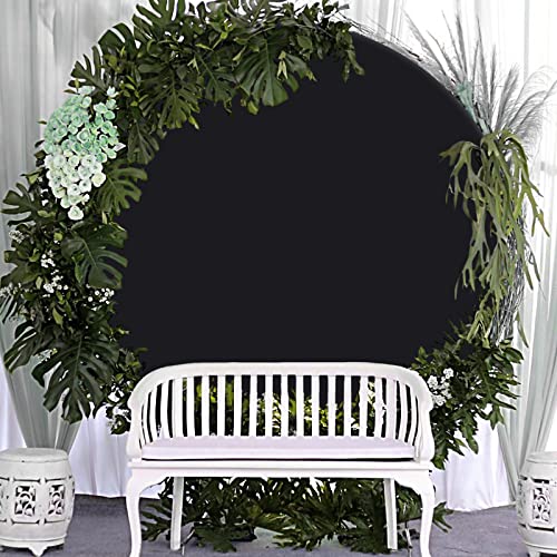 Outpain 7.2FT Black Round Backdrop Cover Wrinkle Resistant Black Circle Background Round Photography Backdrop for Wedding, Birthday, Baby Shower Decorations