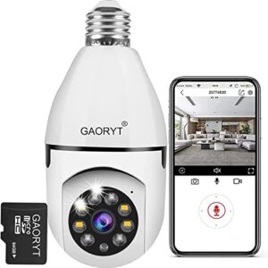 gaoryt light bulb camera,bulb camera 360°degree wifi outdoor,1080p hd smart wireless security camera with motion detection alarm night vision for home indoor and outdoor