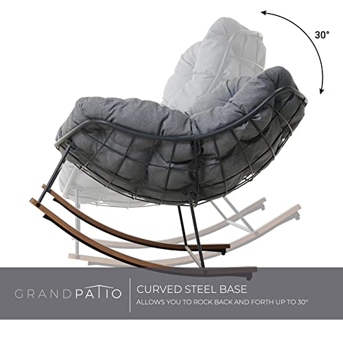 Grand patio Indoor & Outdoor, Royal Rocking Chair, Padded Cushion Rocker Recliner Chair Outdoor for Front Porch, Garden, Patio, Backyard, Grey