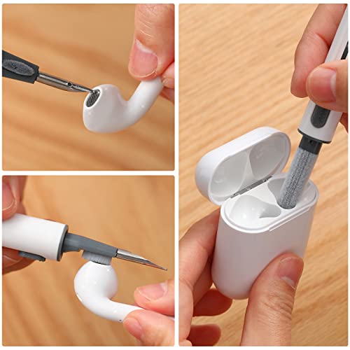 2Pcs Airpod Cleaner Kit，Earbud Cleaning Kit for Airpods Pro 1 2 3， Multi-Function Cleaning Pen with Soft Brush Flocking Sponge，Suitable for Bluetooth Headset, Charging Box, Mobile Phone, Earbud