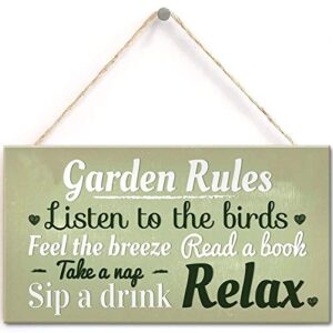 garden rules novelty hanging plaque summer house sign garden shed friendship gift (us-g083)