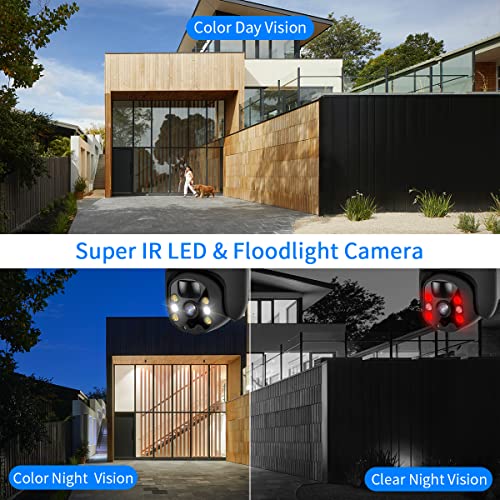 [100% Wireless & Solar Powered ] 2-Way Audio Solar Security Camera Outdoor, WiFi 360° PTZ Dome Camera, 10000mAh Rechargeable Battery Wireless Surveillance Camera, Pan Tilt Camera, Color Night Vision