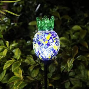 Solar Garden Stake Light Outdoor - Pineapple Path Light Hawaii Tropical Theme Waterproof Outdoor Garden Décor for Lawn Patio Yard. Blue