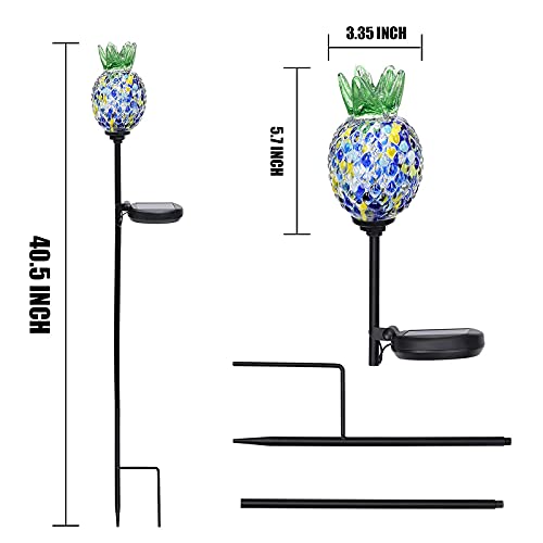 Solar Garden Stake Light Outdoor - Pineapple Path Light Hawaii Tropical Theme Waterproof Outdoor Garden Décor for Lawn Patio Yard. Blue