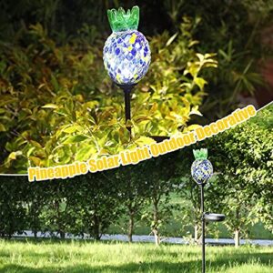 Solar Garden Stake Light Outdoor - Pineapple Path Light Hawaii Tropical Theme Waterproof Outdoor Garden Décor for Lawn Patio Yard. Blue