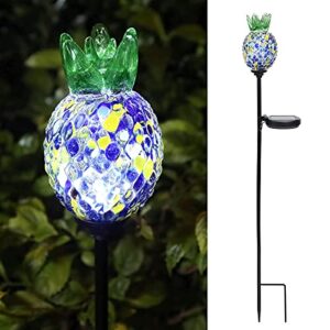 Solar Garden Stake Light Outdoor - Pineapple Path Light Hawaii Tropical Theme Waterproof Outdoor Garden Décor for Lawn Patio Yard. Blue