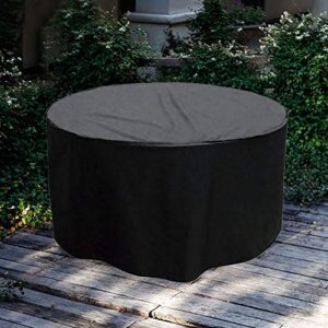 J&C Round Patio Table & Furniture Set Cover, Garden Patio Furniture Covers, Waterproof Outdoor Furniture Cover Round Furniture Black (90" x 43")