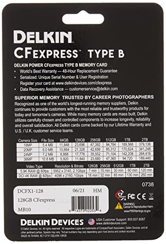 Delkin Devices 128GB POWER CFexpress Type B Memory Card (DCFX1-128)