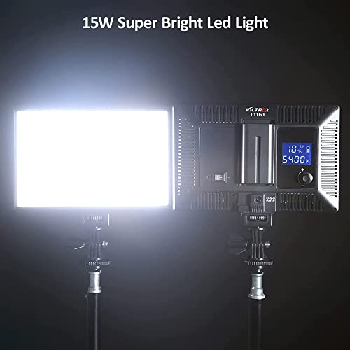 VILTROX L116T Key Light Kit with 2200mAh Battery, On Camera LED Video Light Panel, 3300K-5600K Vlog Lighting, for Conference Live Broadcast Studio Photography Recording YouTube