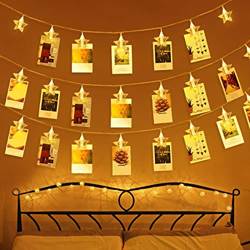 ACPOP Photo Clip Star String Lights, LED Lights with Clips for Hanging Pictures,Wedding Party, Christmas Tree, New Year, Garden Decoration, Warm White