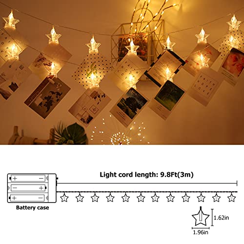 ACPOP Photo Clip Star String Lights, LED Lights with Clips for Hanging Pictures,Wedding Party, Christmas Tree, New Year, Garden Decoration, Warm White