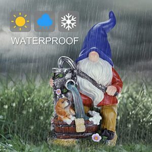 Garden Gnome Statue, Gnome Decoration for Yard with Blue Solar Light, Patio Porch Yard Garden Decor for Outside, Lawn Ornament