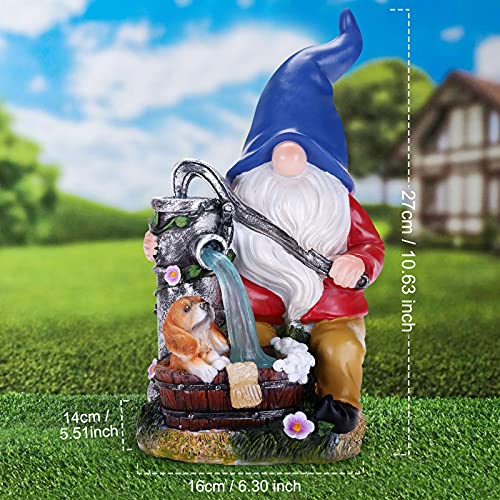 Garden Gnome Statue, Gnome Decoration for Yard with Blue Solar Light, Patio Porch Yard Garden Decor for Outside, Lawn Ornament