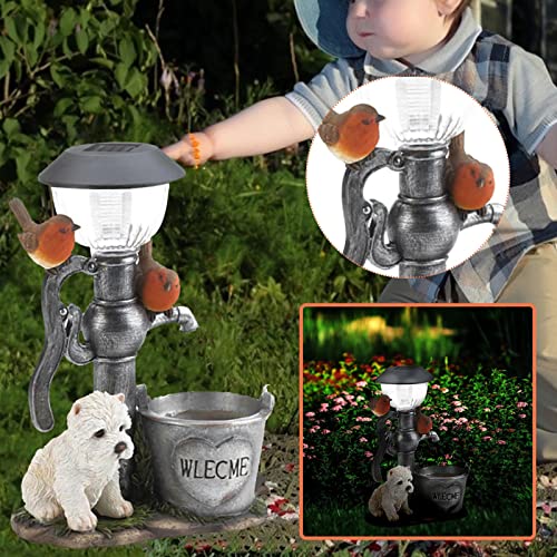 Leadmall Solar Light Outdoor Decor, Puppy and Bird Home Garden Decoration Light Animal Garden Solar Light Decoration