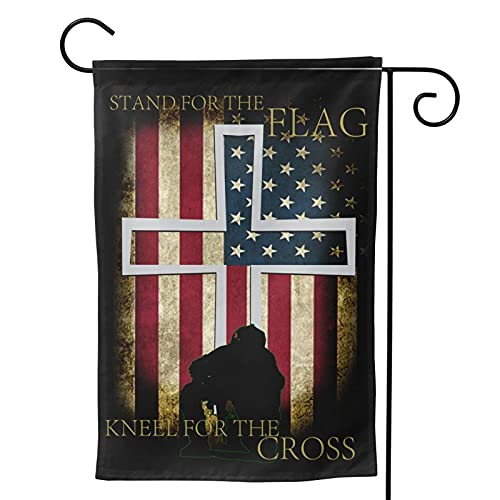 Stand For The Flag Kneel For The Cross Garden Flags Outdoor Holiday Decoration, Christian Flags,Jesus Flags, House Flags for Yard, Patio, Deck, Classroom Seasonal Flag Double Sided 12.5 X 18,09