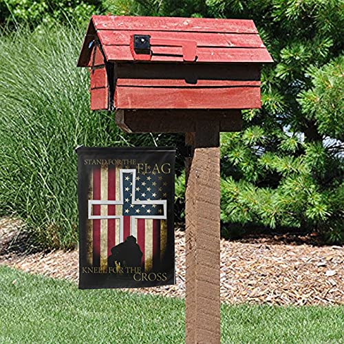 Stand For The Flag Kneel For The Cross Garden Flags Outdoor Holiday Decoration, Christian Flags,Jesus Flags, House Flags for Yard, Patio, Deck, Classroom Seasonal Flag Double Sided 12.5 X 18,09